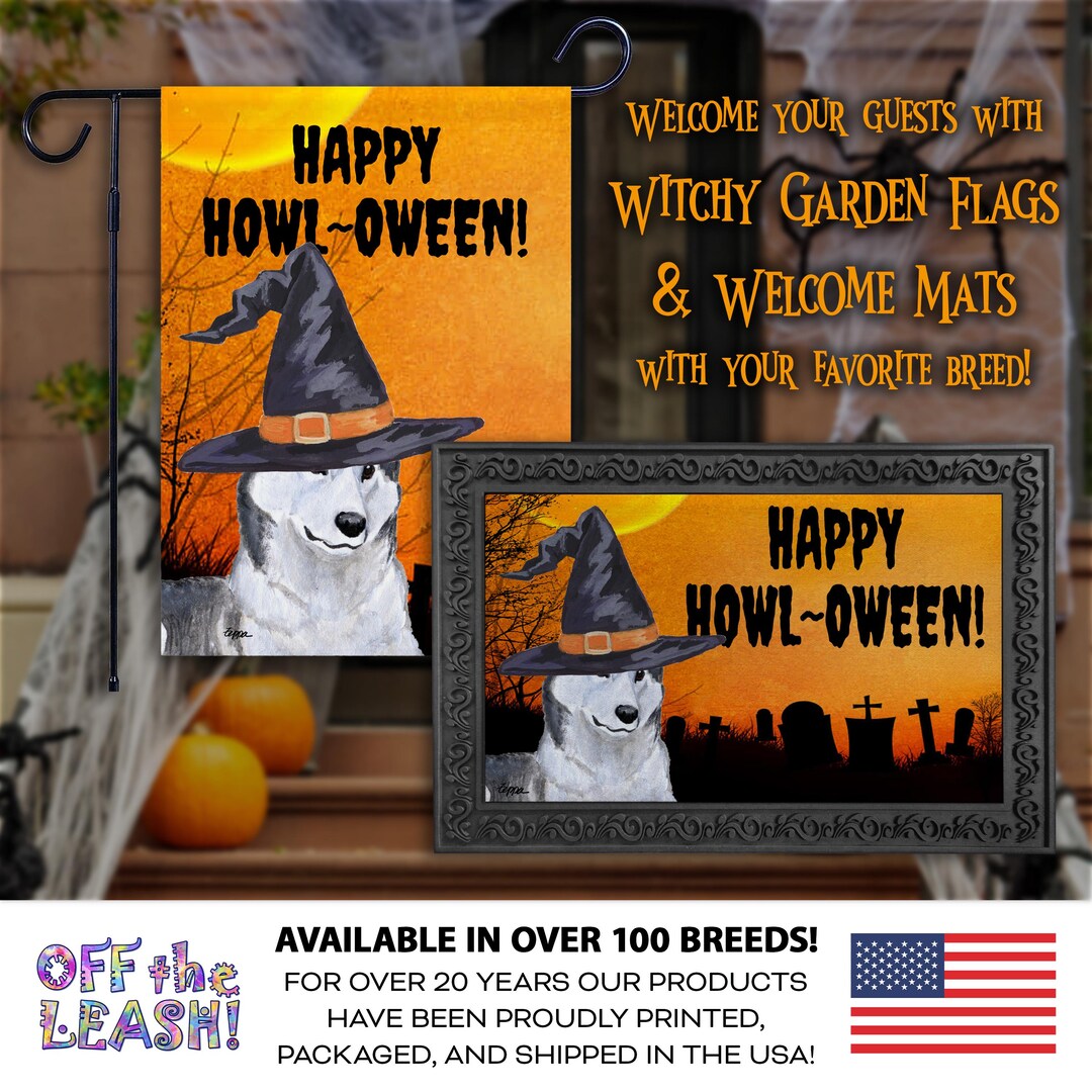 Siberian Husky Happy Howloween Garden Flag & Welcome Mat, Siberian ...