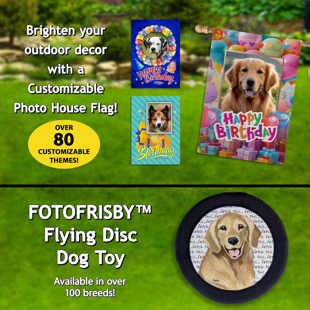 Golden Retriever Flying Disc Dog Toy, Personalized Dog House Flag ...