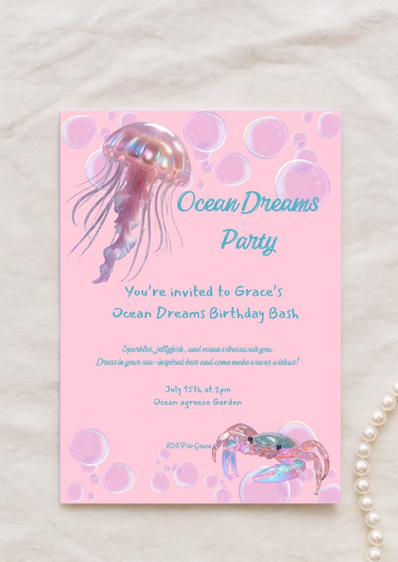 Holographic Party Template. Sparkly Under the Sea Birthday Invitation ...