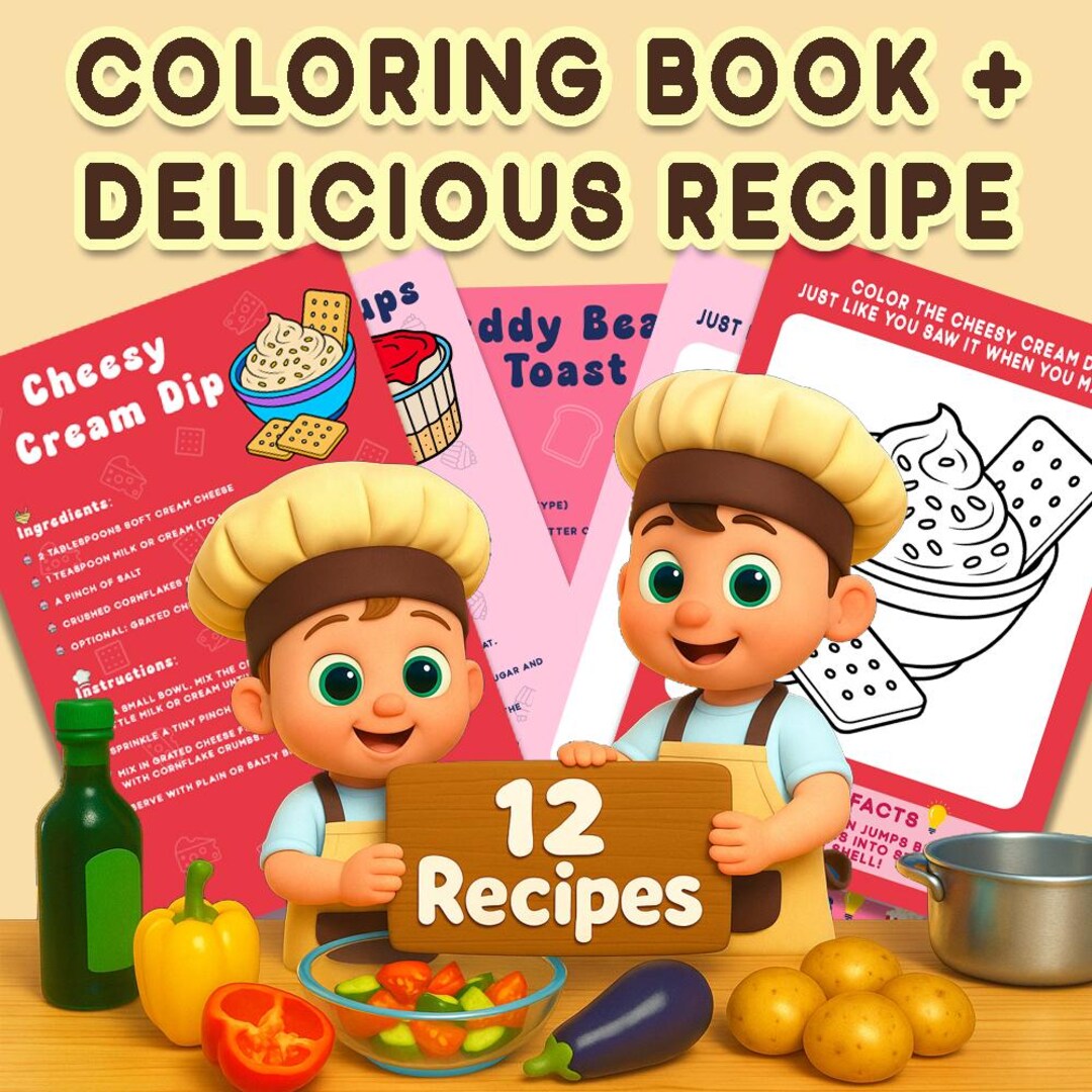 KIDS CHEF SPECIAL | 12 Delicious Food Recipe & Coloring Pages - Etsy