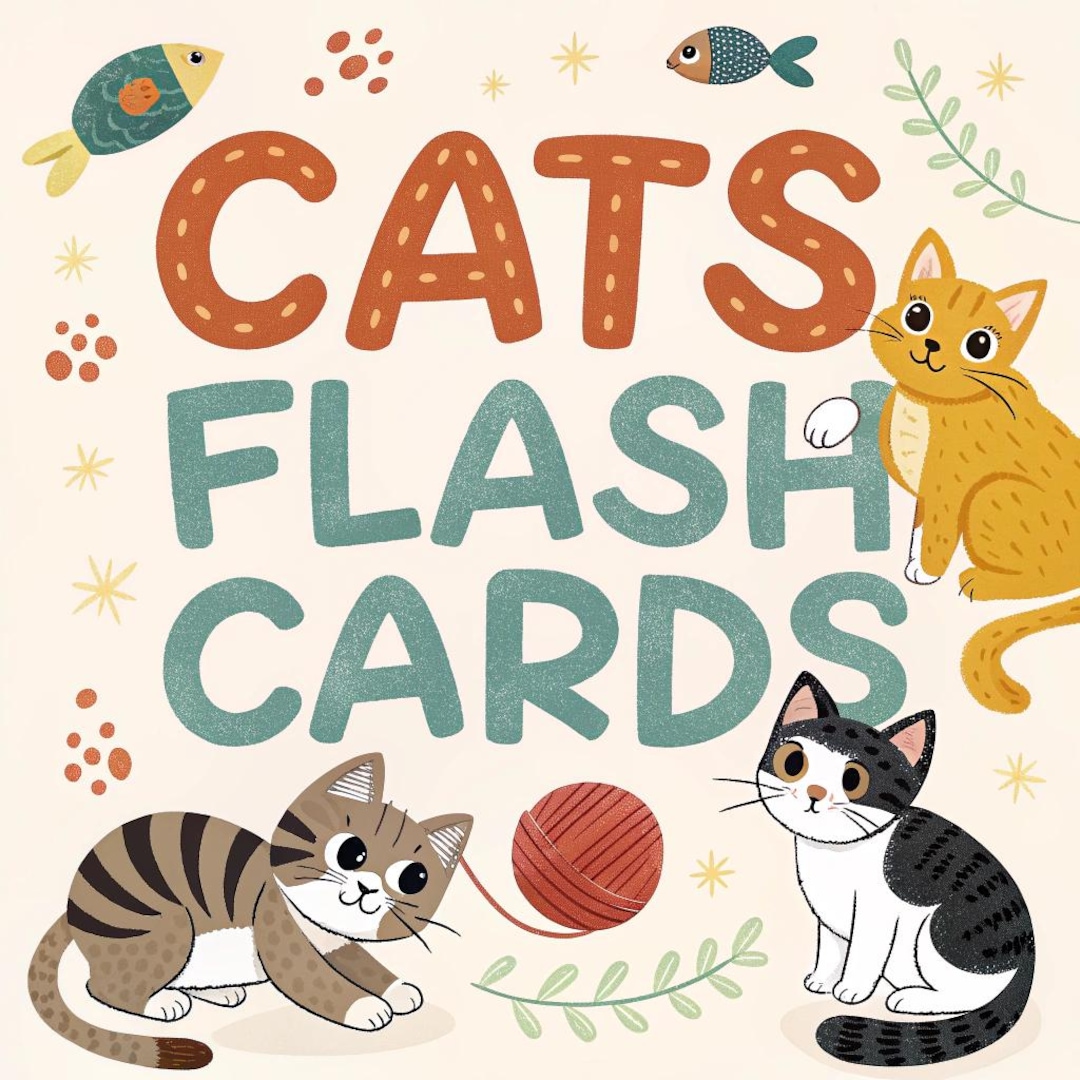 Cat Flash Cards, PNG, PDF - Etsy