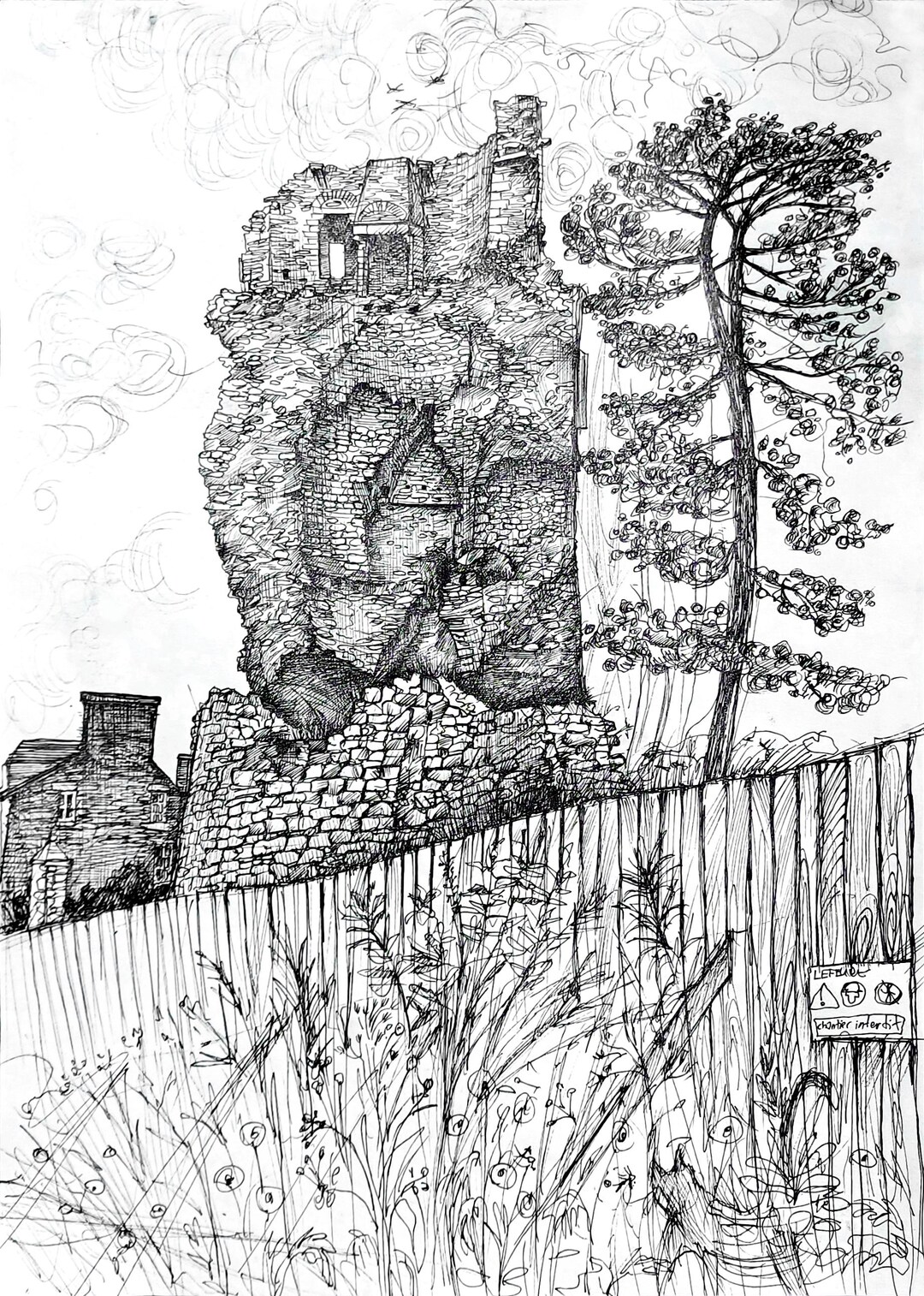 Original Drawing of Breton Castle — Château De Saint-aubin-du-cormier ...