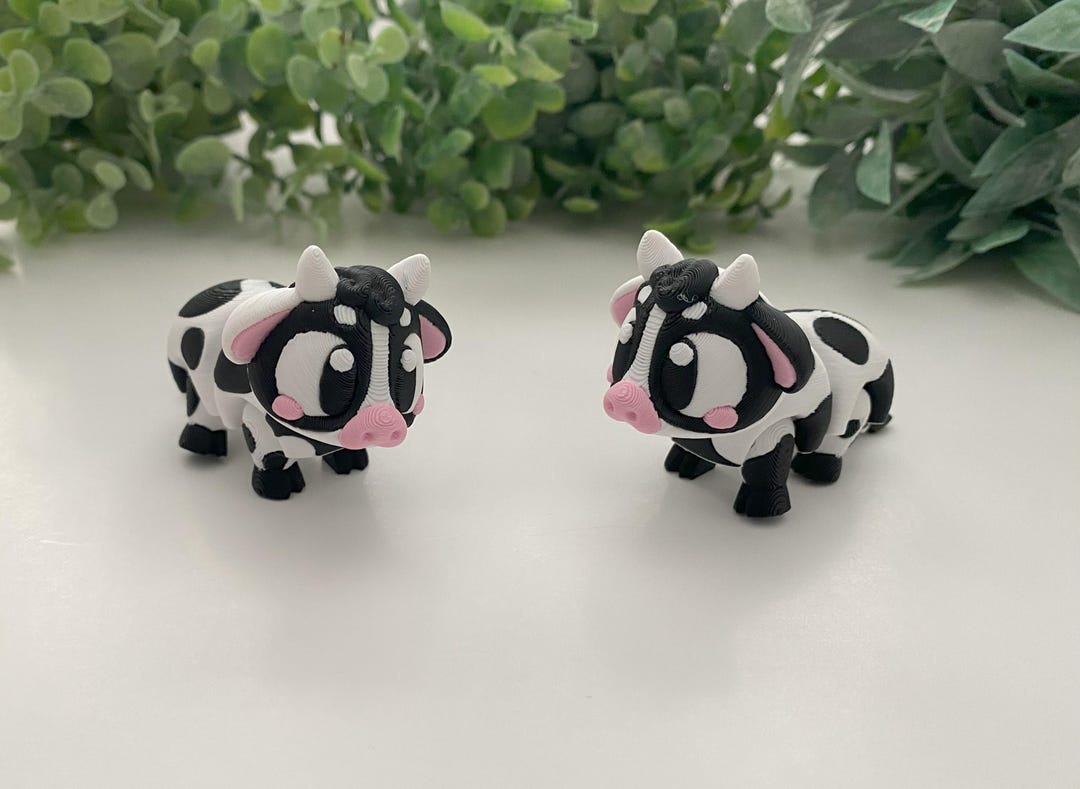 COW - Black/white-3d Printed-articulating-flexi Fidget-sensory Toy-adhd ...