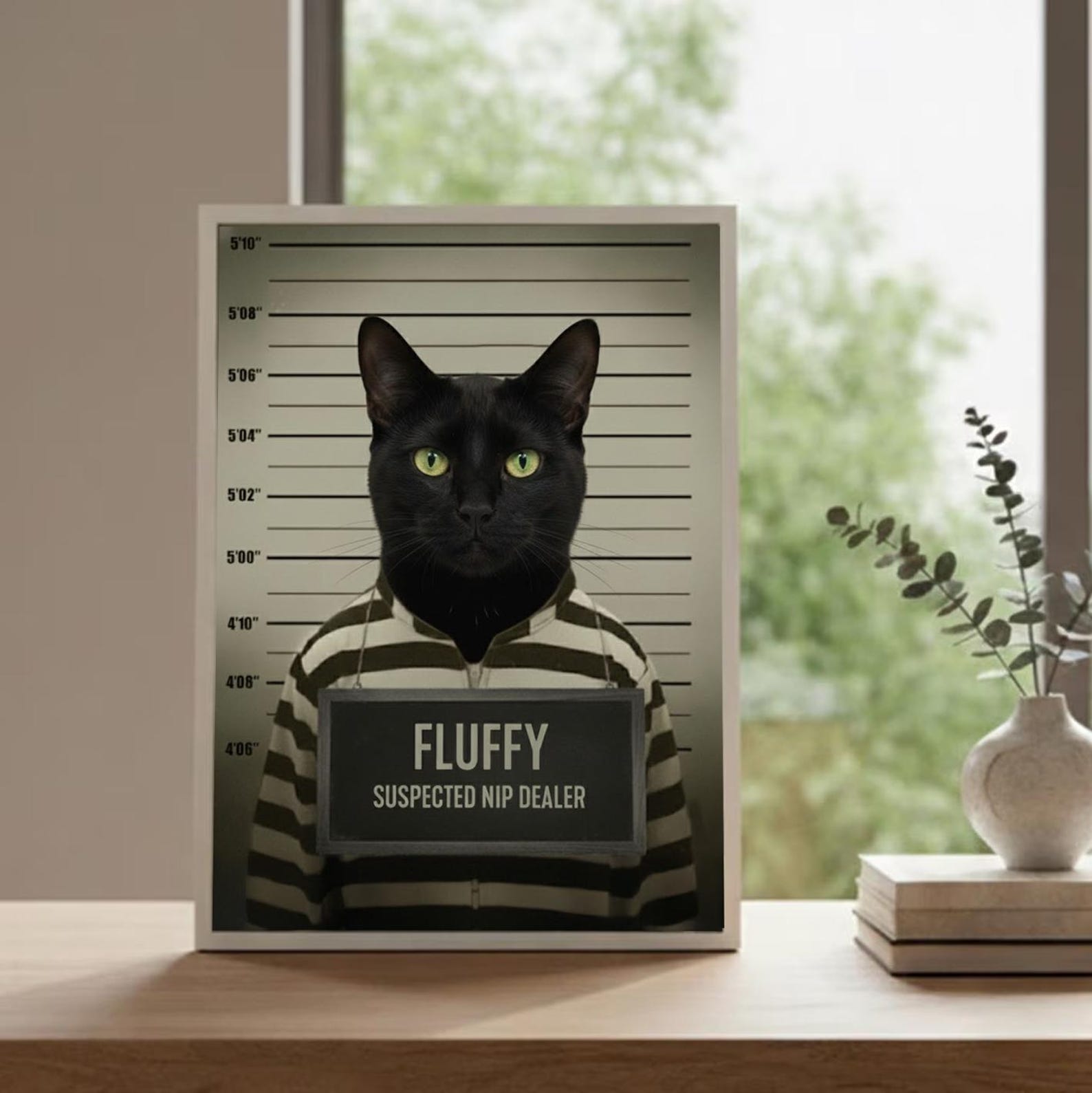 Custom Cat Mugshot Portrait – Funny Pet Art, Personalised Pet Gift ...