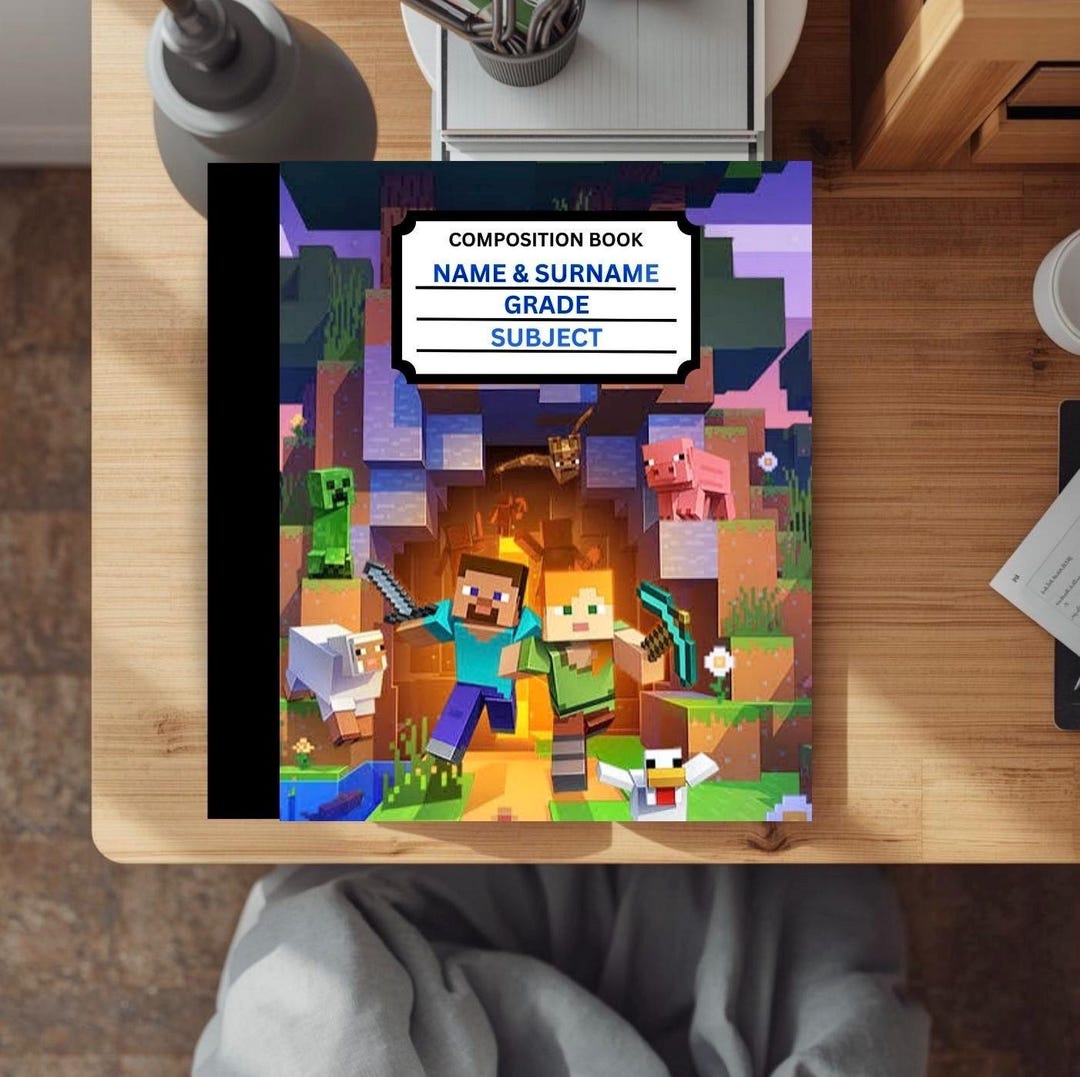Pixel Gamer Notebook Cover | Editable Kids Composition Book (digital ...