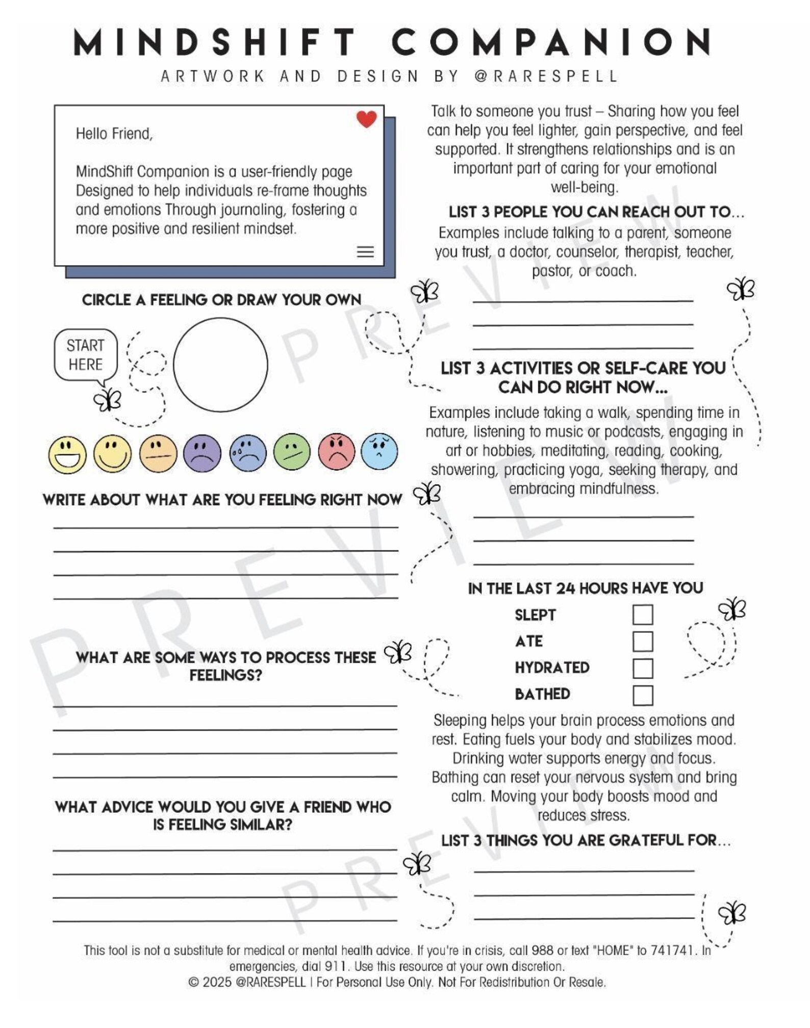 Mindshift Mood Tracker, Printable Digital Download, Mental Health ...