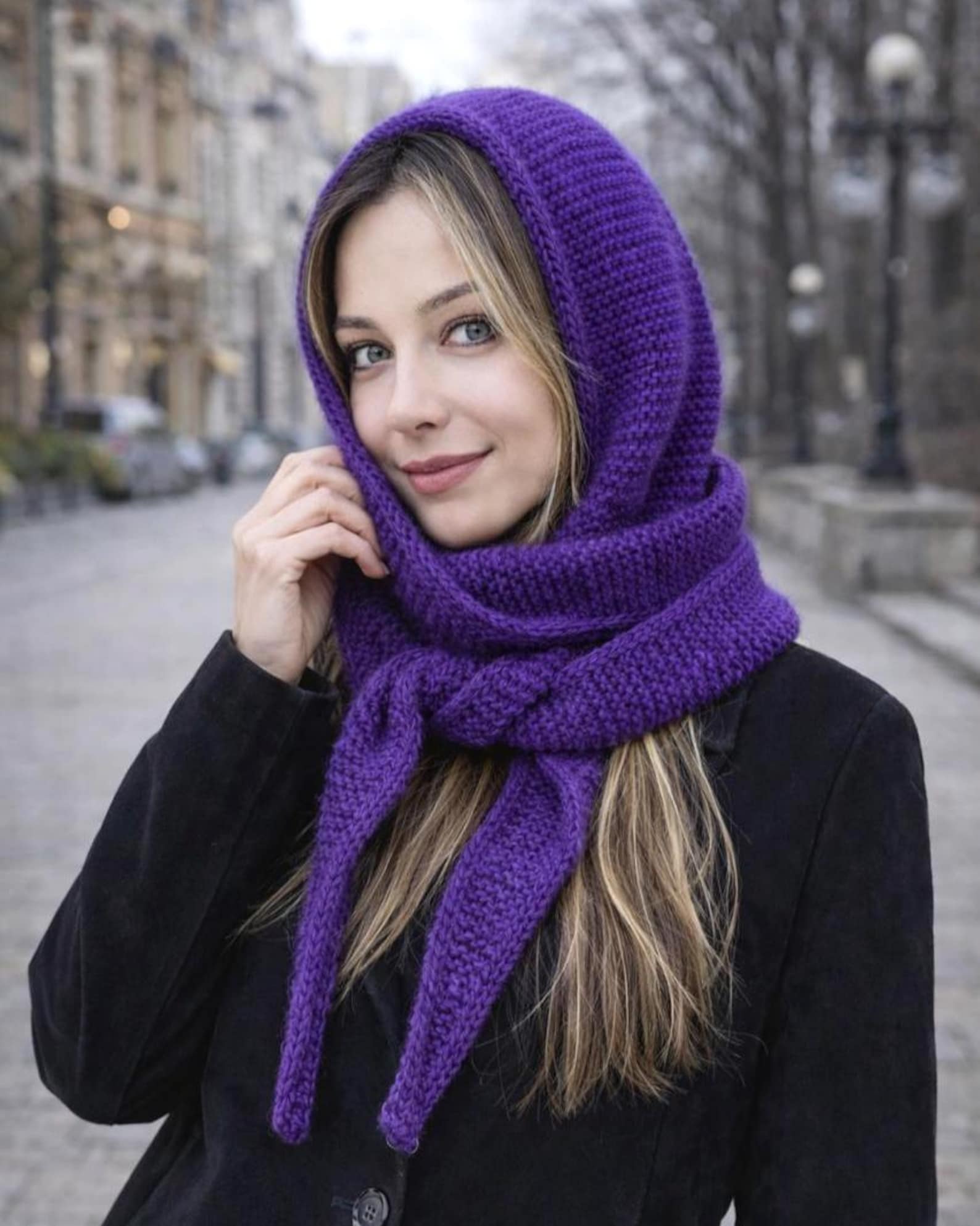 Sophie Hood Scarf Knitting Pattern , Easy Knitting Scarf PDF , Suitable ...