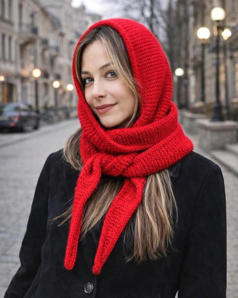 Sophie Hood Scarf Knitting Pattern , Easy Knitting Scarf PDF , Suitable ...