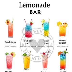 Graduation Party Lemonade Bar Menu PRINTABLE - Etsy