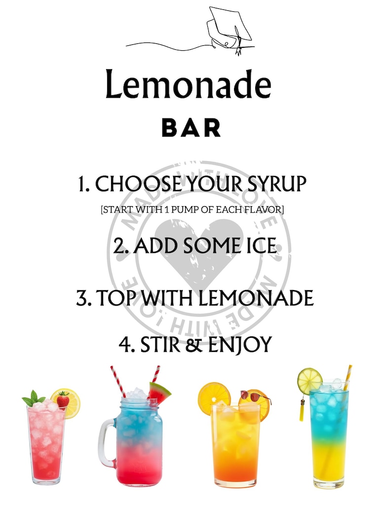 Graduation Party Lemonade Bar Menu PRINTABLE - Etsy