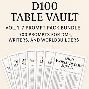 D100 Table Vault (vol. 1–7) – 700 Worldbuilding Prompts for Dms ...