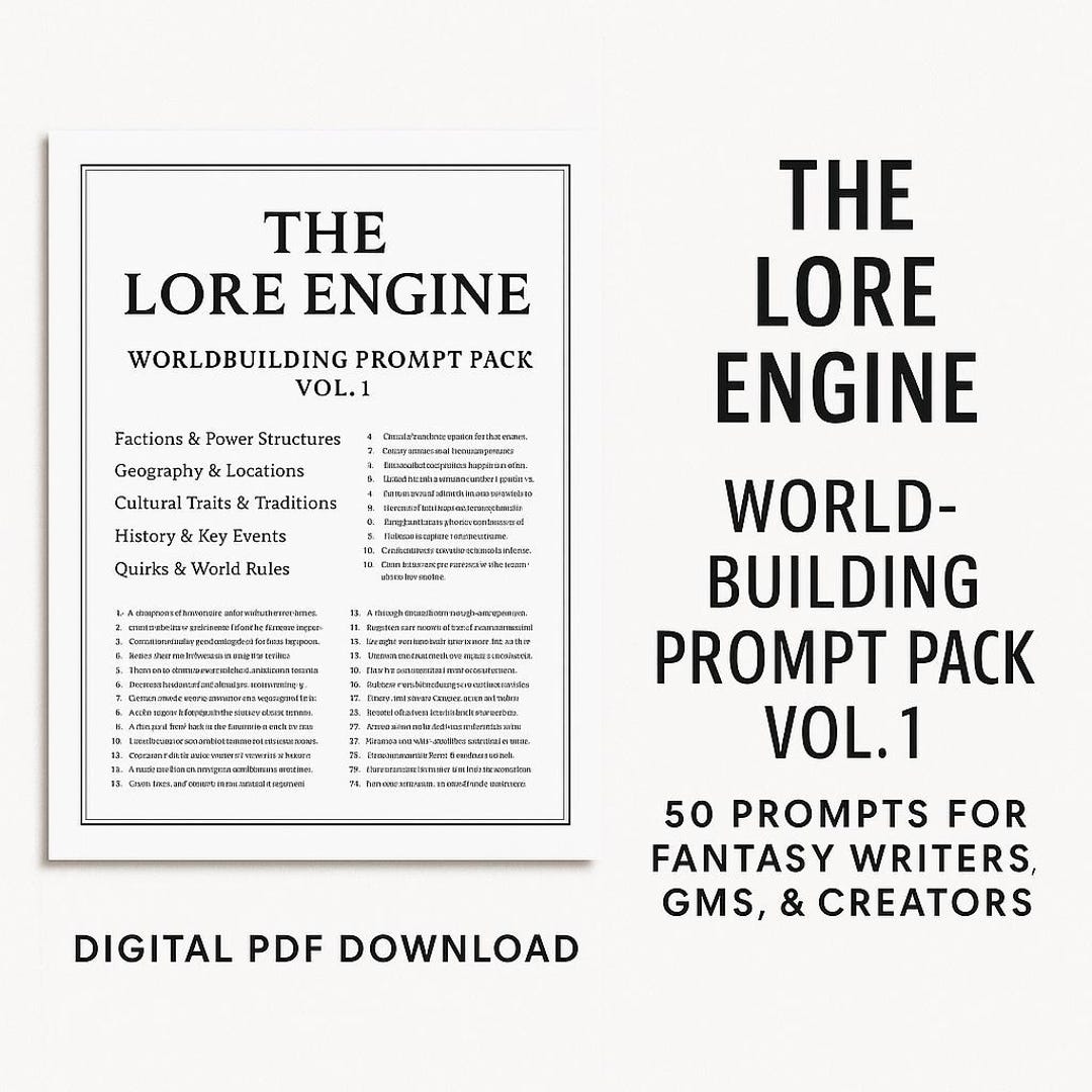 The Lore Engine | Worldbuilding Prompt Pack Vol. 1 | 50 Prompts for ...