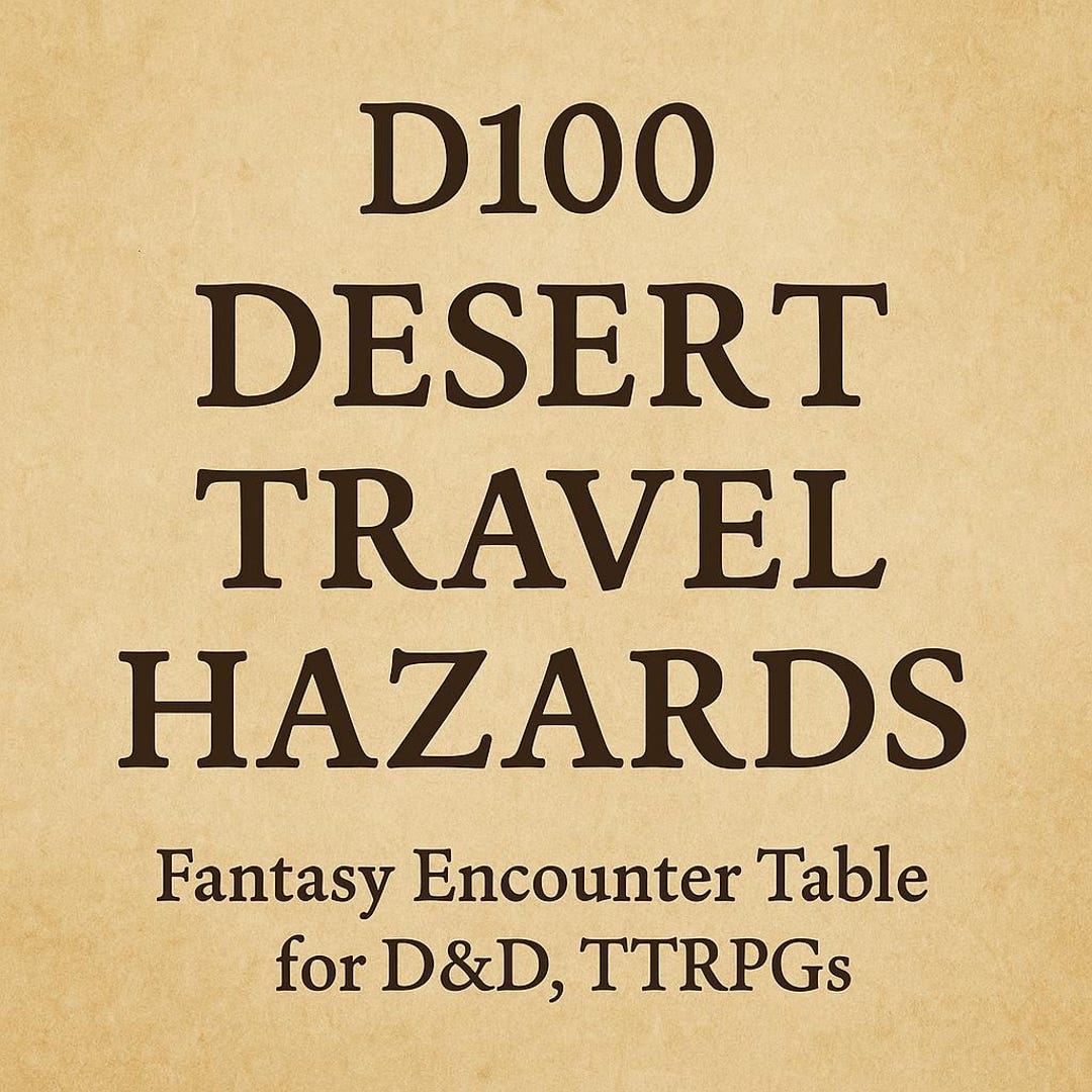D100 Desert Travel Hazards Table: TTRPG Worldbuilding DM Tool ...