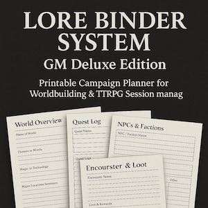 Printable GM Deluxe Campaign Planner: Lore Binder System for ...