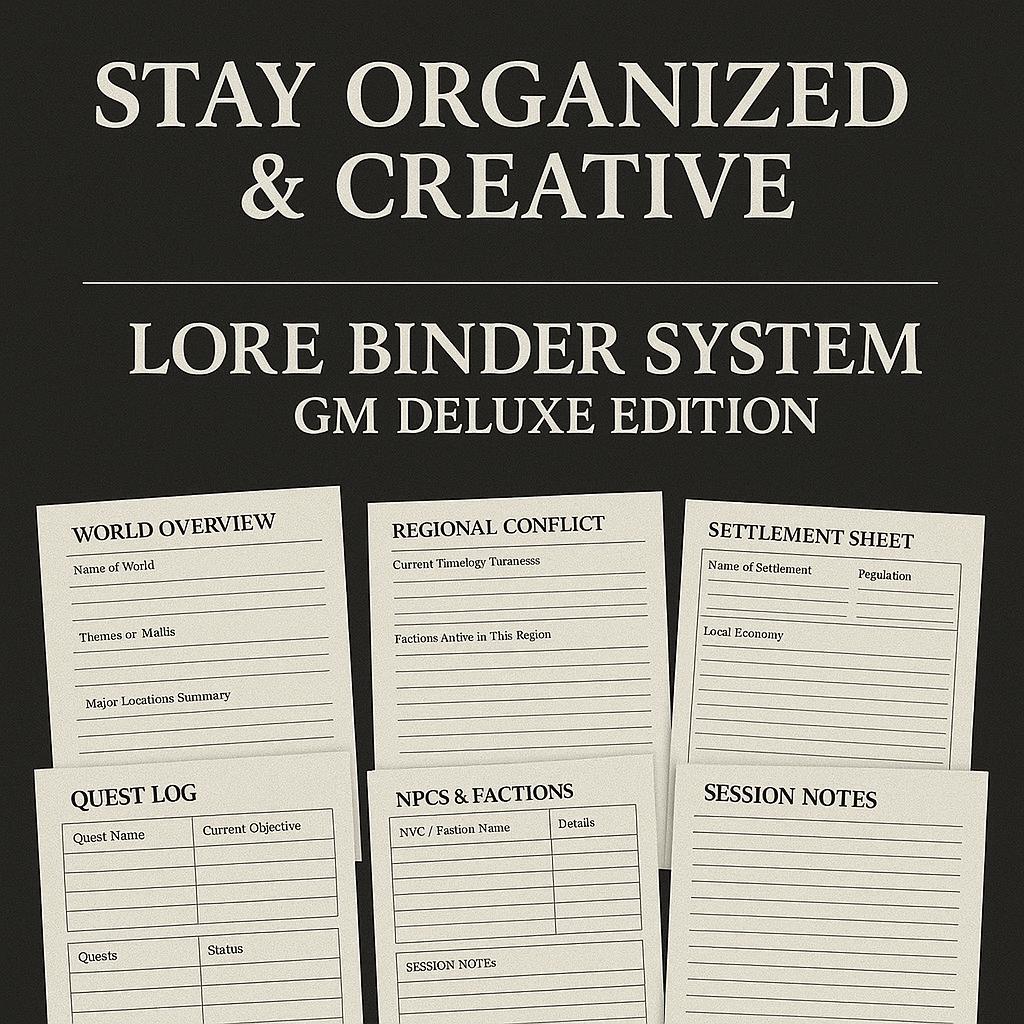 Printable GM Deluxe Campaign Planner: Lore Binder System for ...