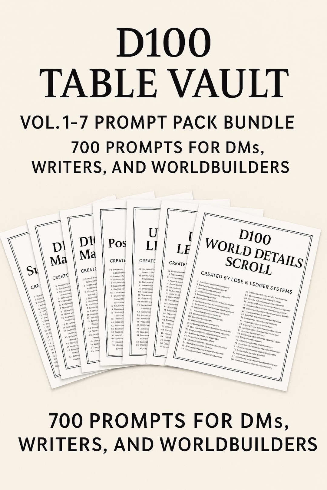D100 Table Vault (vol. 1–7) – 700 Worldbuilding Prompts for Dms ...