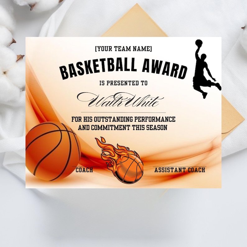 Editable Basketball Certificate Template - Printable Certificate ...