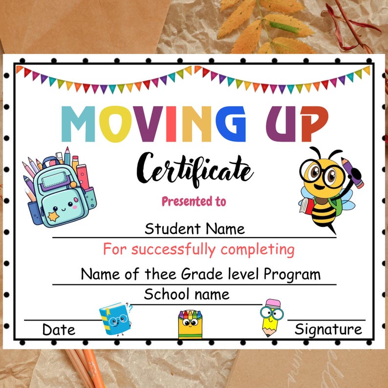 Editable Moving up Certificate | Preschool Graduation | Daycare ...