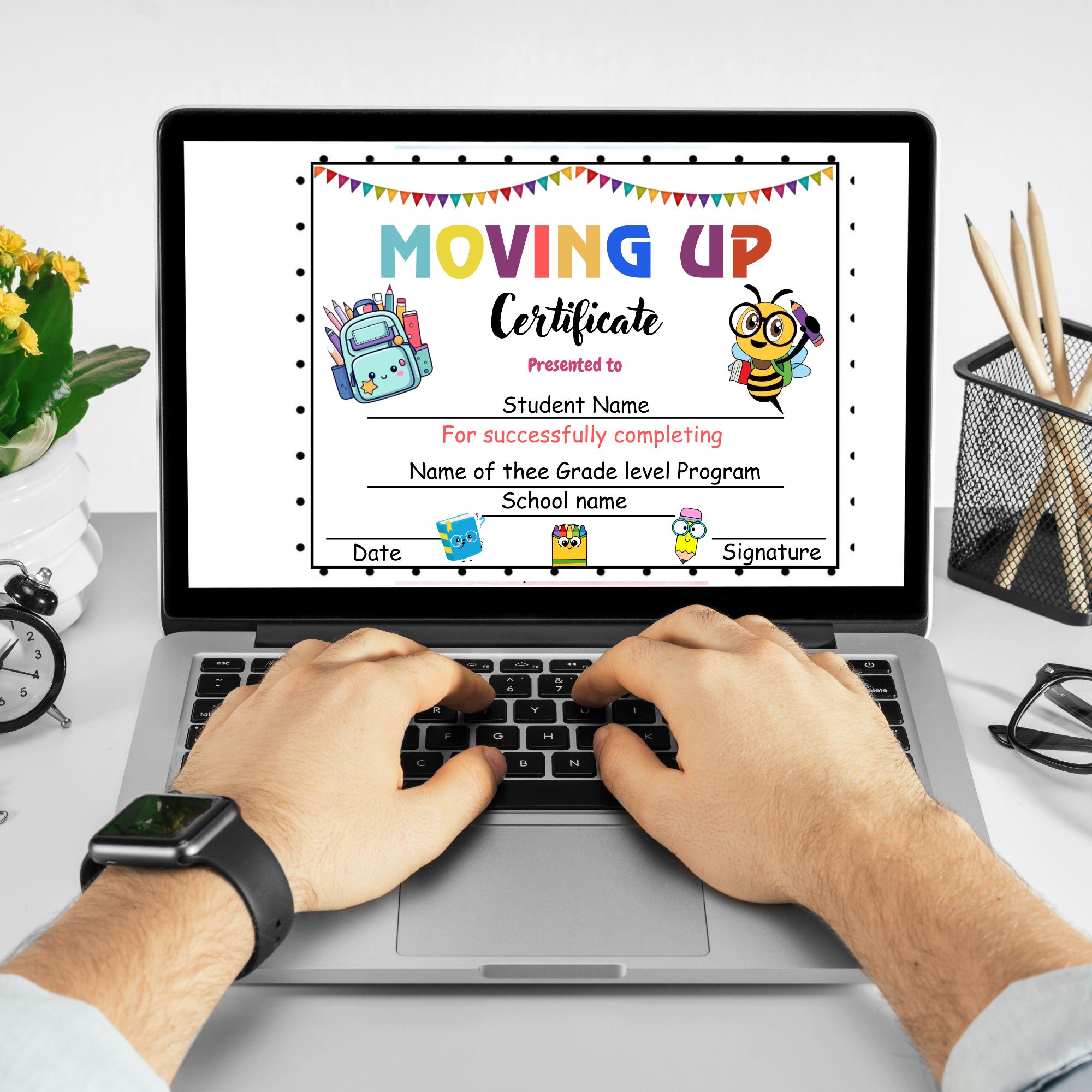 Editable Moving up Certificate | Preschool Graduation | Daycare ...
