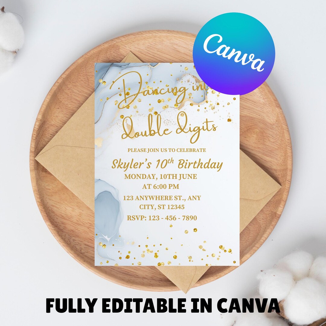 10th Birthday Disco Invite Printable, Dancing Into Double Digits Girl ...