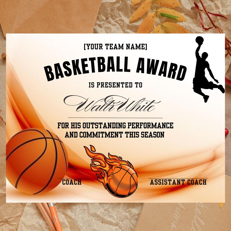 Editable Basketball Certificate Template - Printable Certificate ...