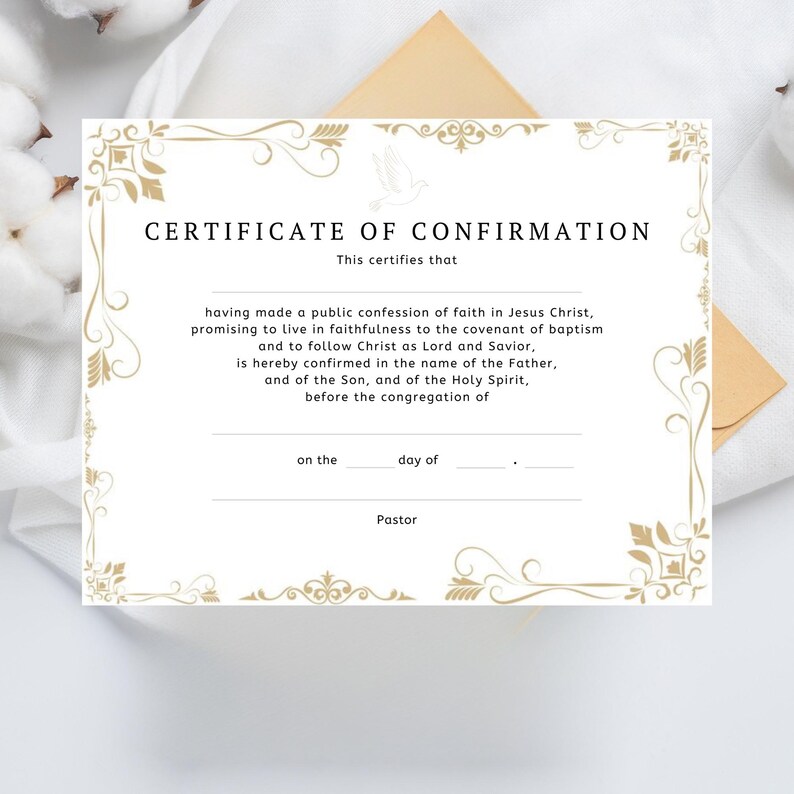 Certificate of Confirmation Template, Sacrament of Confirmation Digital ...