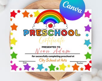 Editable Pre-k Diploma Graduation Pre-k Certificate School Graduation ...