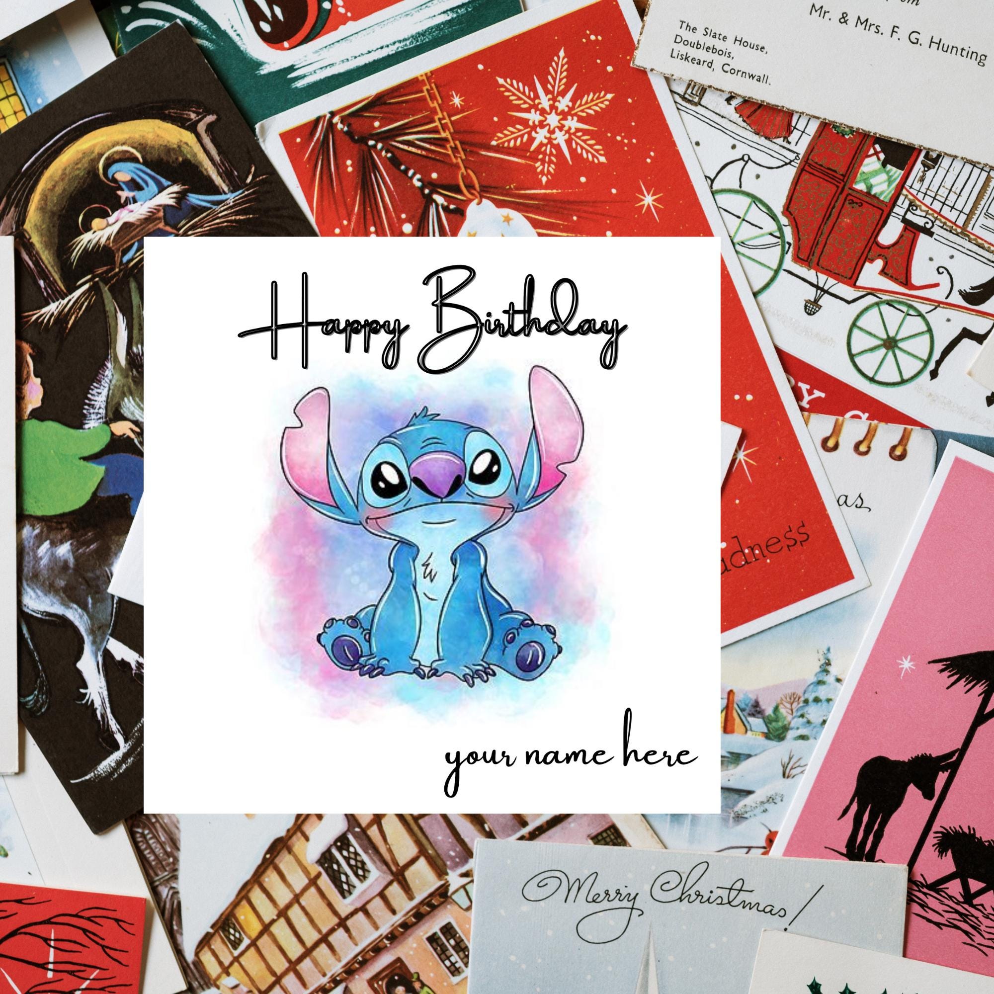Editable Happy Birthday Stitch Card Personalized Stitch Birthday Party ...