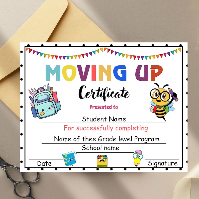 Editable Moving up Certificate | Preschool Graduation | Daycare ...