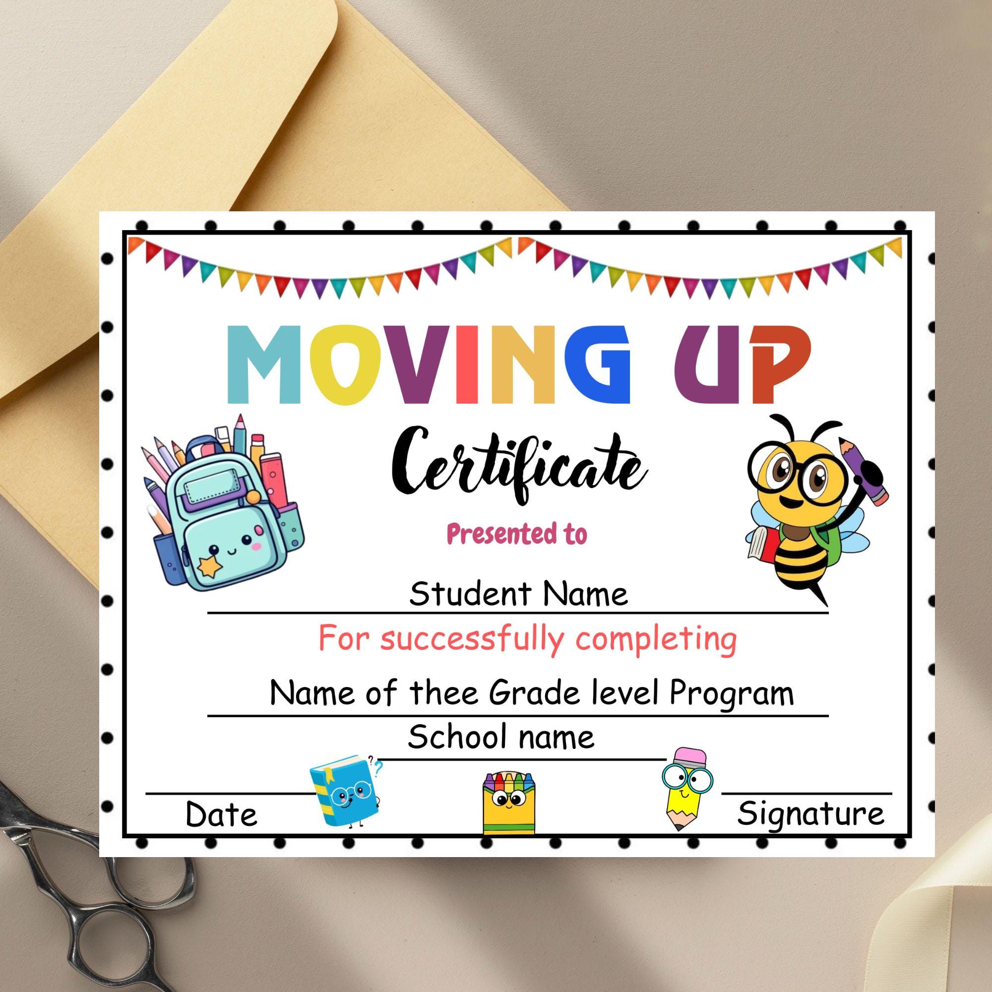 Editable Moving up Certificate | Preschool Graduation | Daycare ...