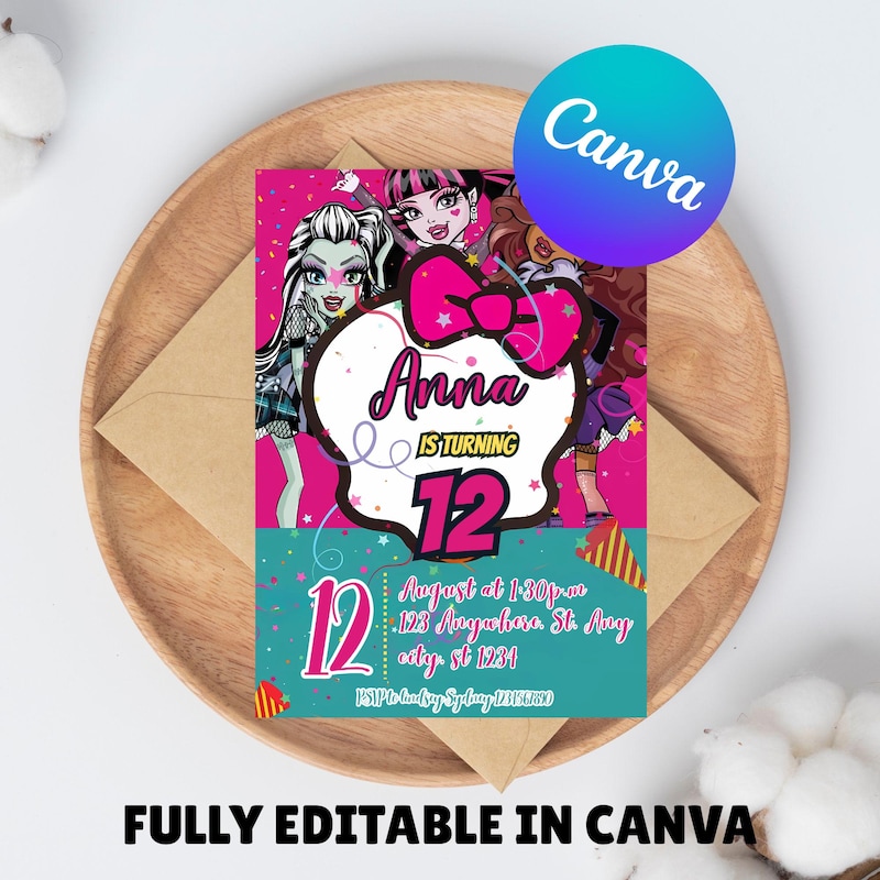 Monster High Doll Invite - Etsy