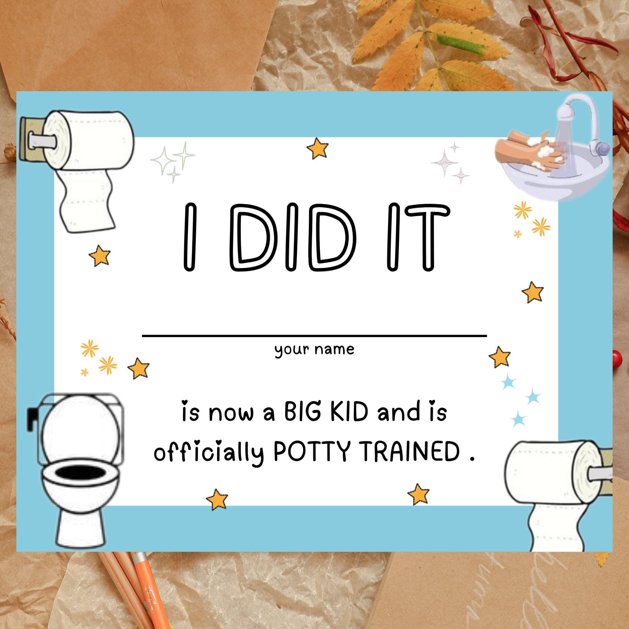 Potty Training Certificate, Toilet Training Diploma, Potty Training ...