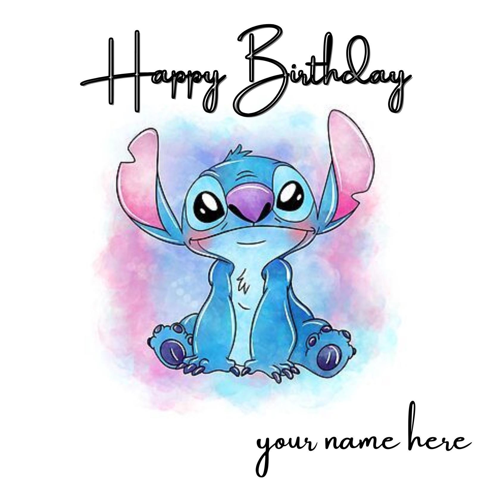 Editable Happy Birthday Stitch Card Personalized Stitch Birthday Party ...