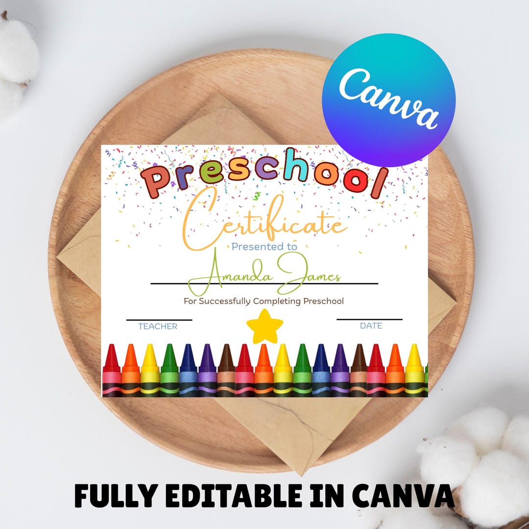 Editable Preschool Graduation Certificate, Prek Diploma Template, End ...