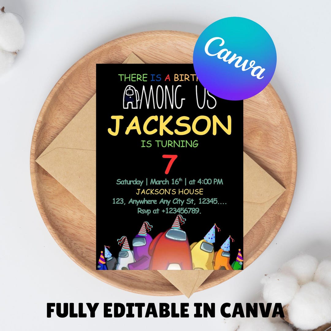 Among Us Invitation Birthday Invitation | Kids Birthday Invitation ...
