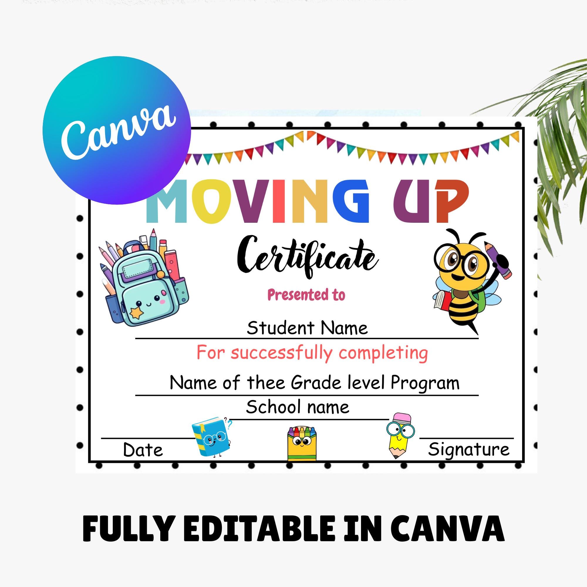 Editable Moving up Certificate | Preschool Graduation | Daycare ...