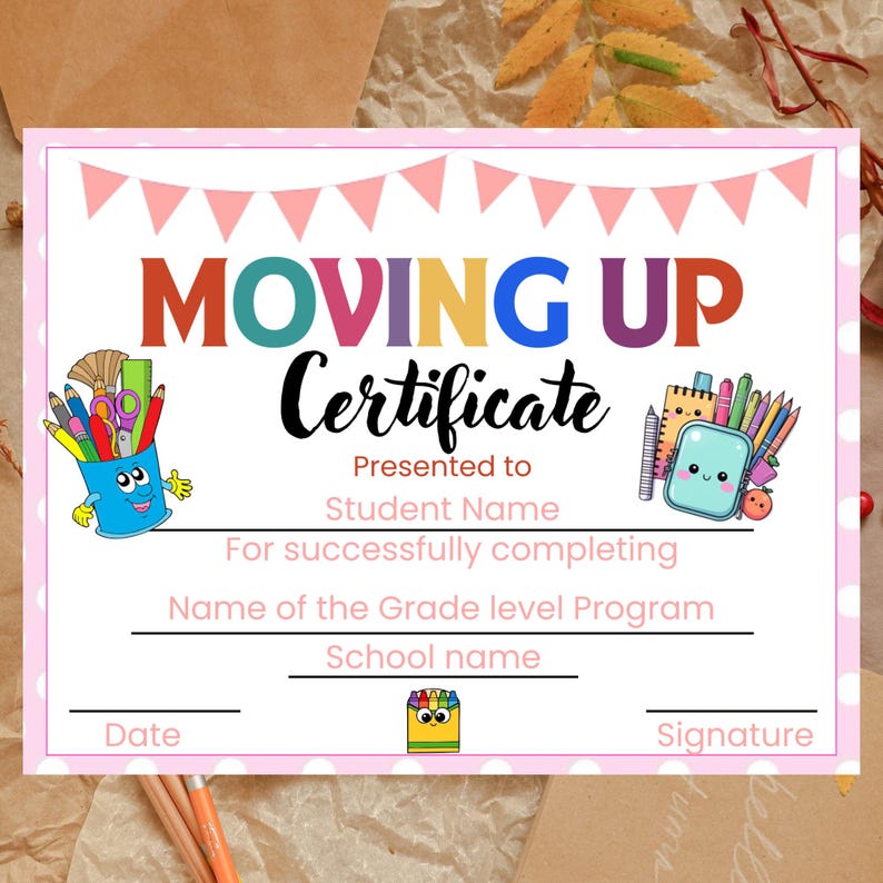 Editable Moving up Certificate | Preschool Graduation | Daycare ...