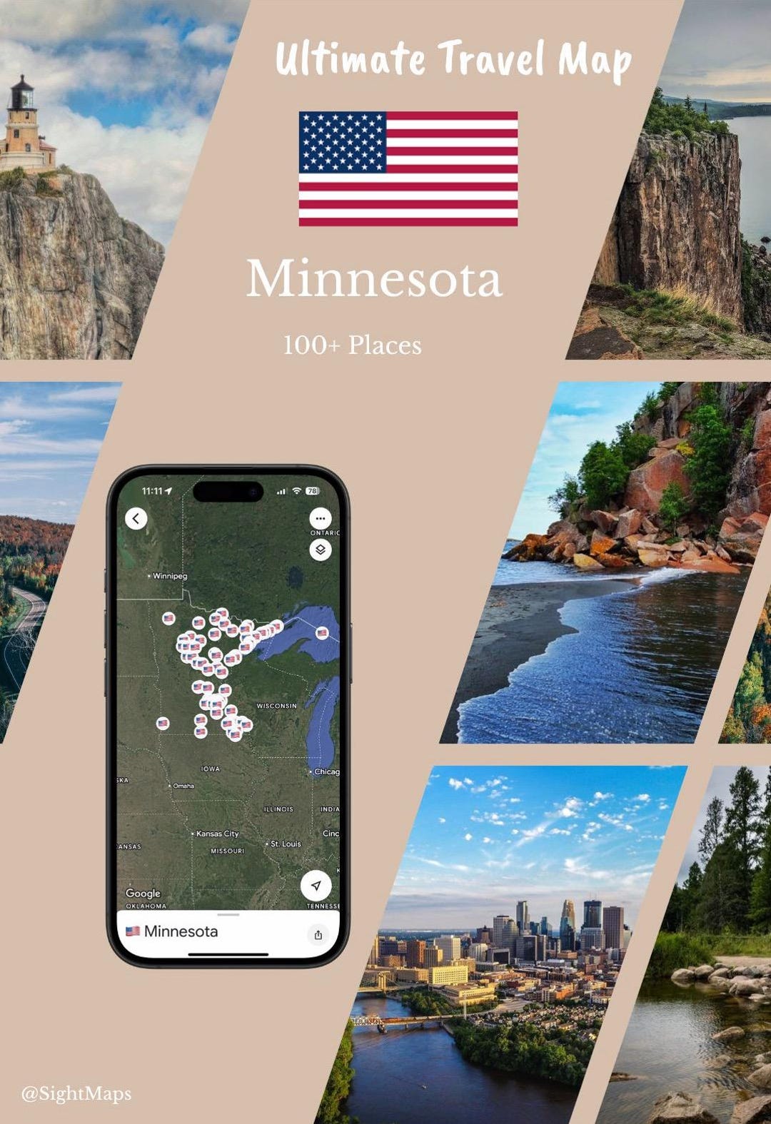Minnesota Travel Map - Etsy