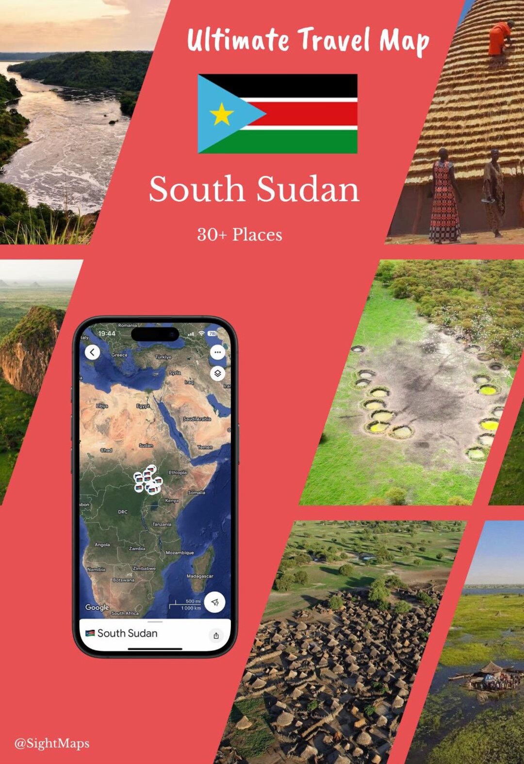 South Sudan Travel Map - Etsy