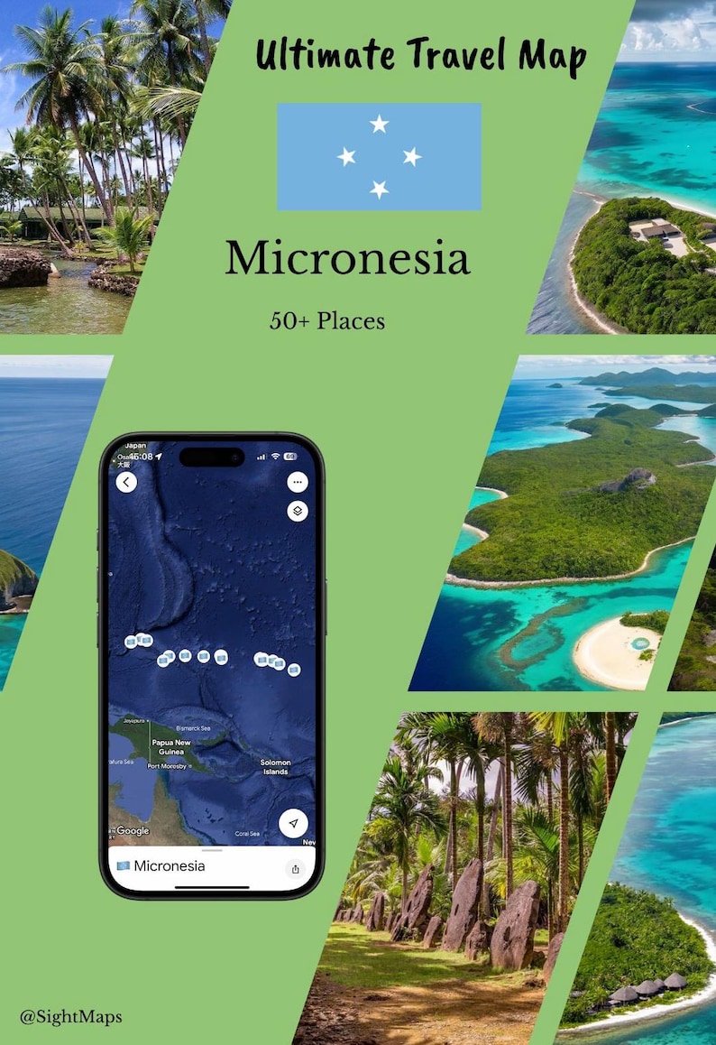 Micronesia Travel Map - Etsy