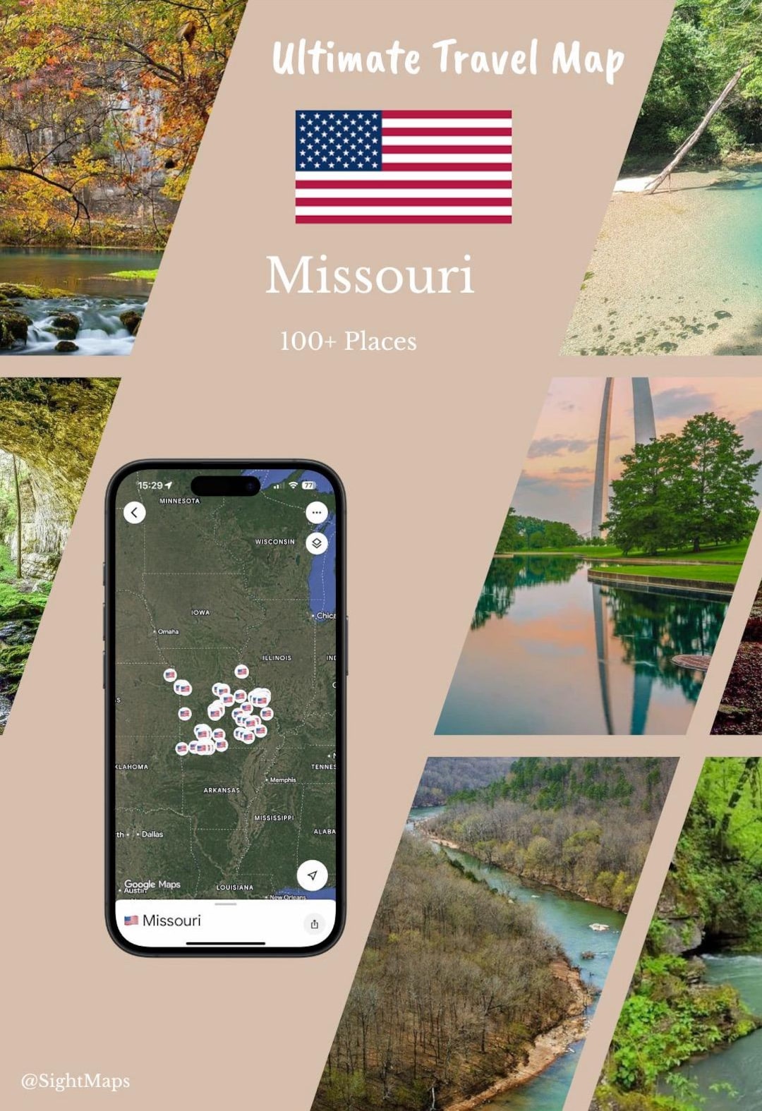 Missouri Travel Map - Etsy