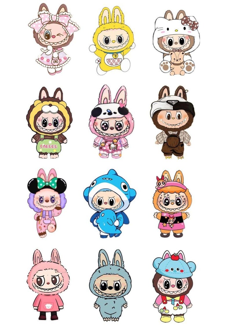 Labubu Style Creature Sticker Pack - 12 Pack - Etsy