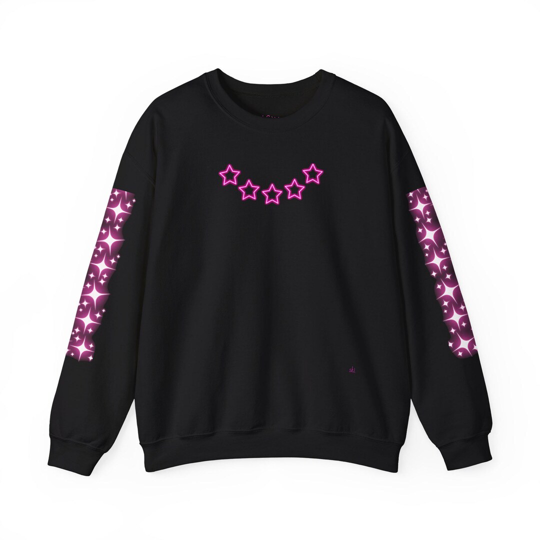 Cozy Star Pattern Crewneck Sweatshirt, Cute Unisex Pullover, Casual ...