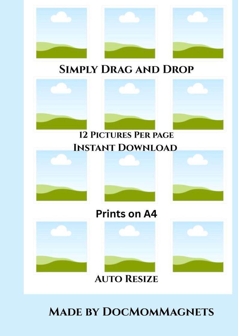 Photo Magnet Canva Template: 12 Photos, Easy Drag & Drop (digital ...