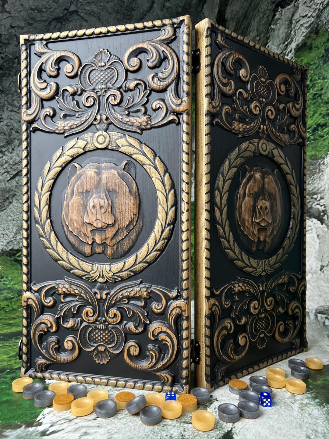 Unique Backgammon and Chess Set Made of Solid Wood - Medium Size ...