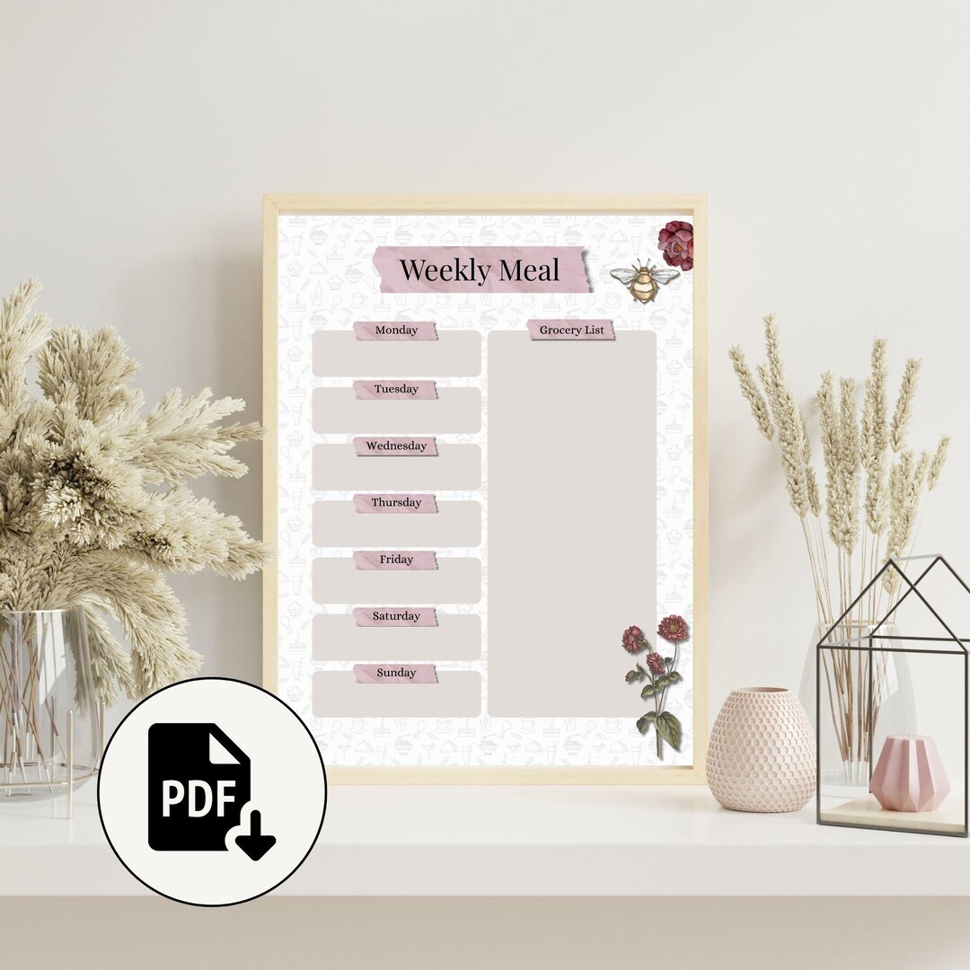 Weekly Meal Planner – Printable PDF for Meal Planning and Grocery Lists ...