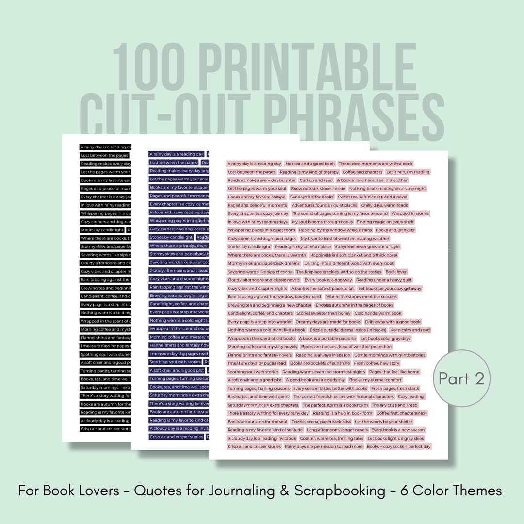 Printable Bookish Word Stickers – Part 2 – 100 Cut-out Book Quotes for ...