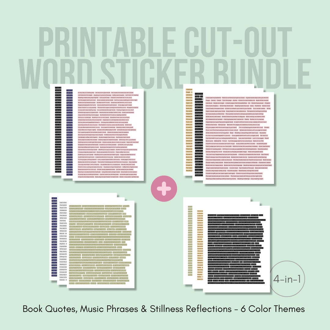 Printable Cut-out Word Sticker Bundle for Scrapbooking & Journaling – 4 ...