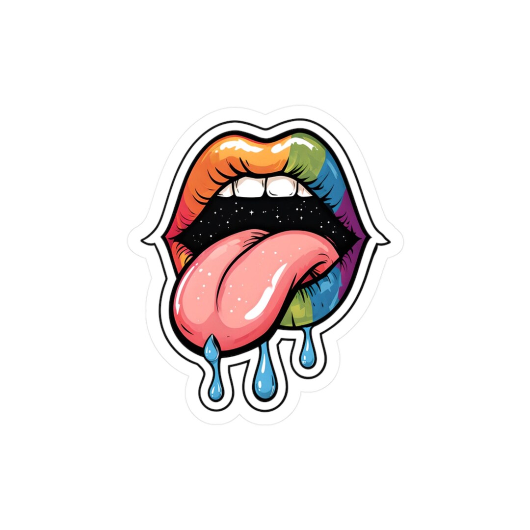 Colorful Tongue Kiss-cut Vinyl Decals, Fun Stickers for Laptops, Water ...