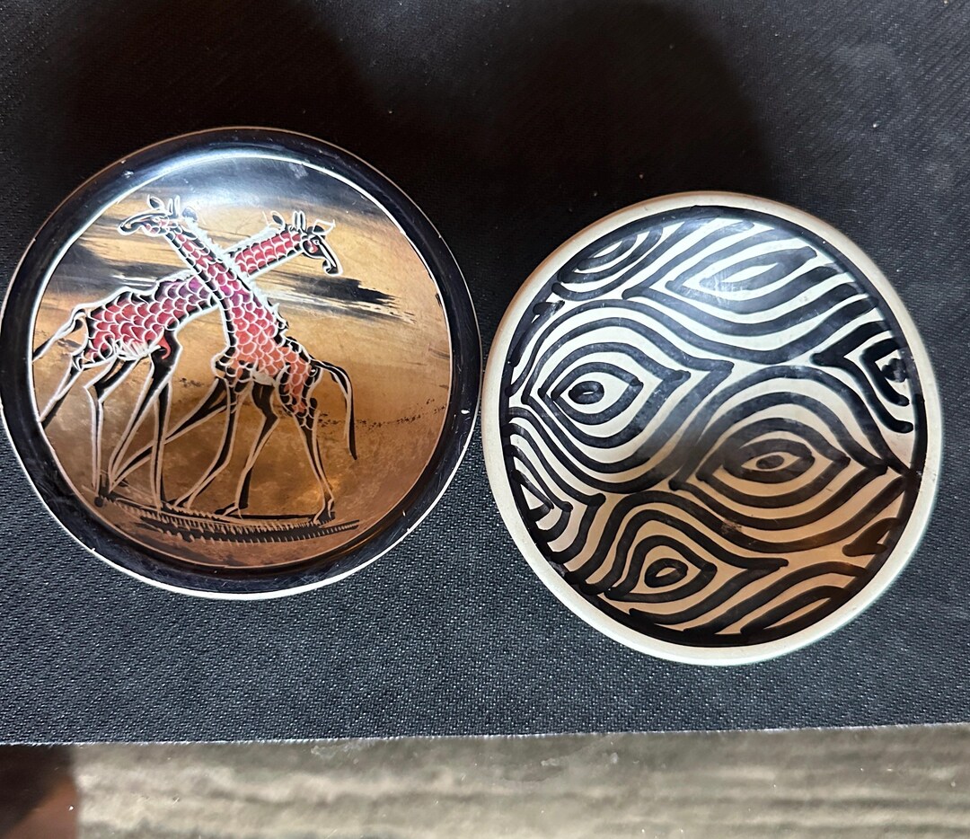 Hand-carved Soapstone Trinket Dishes – Giraffe & Tribal Pattern Set ...